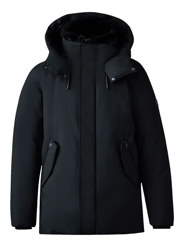 Mackage Sullivan Mid-length Down Jacket With Shearling - Black