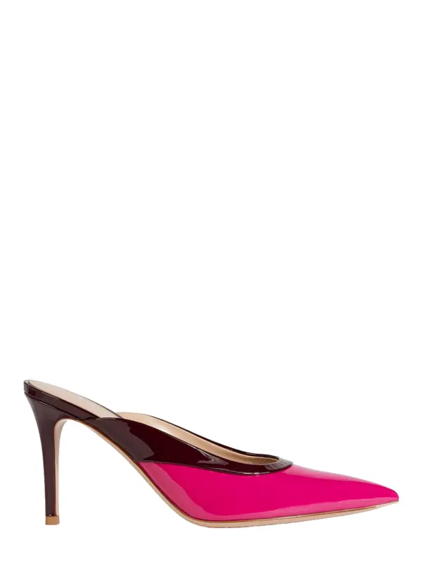 GIANVITO ROSSI Two-tone Patent Leather Mules - Fuchsia