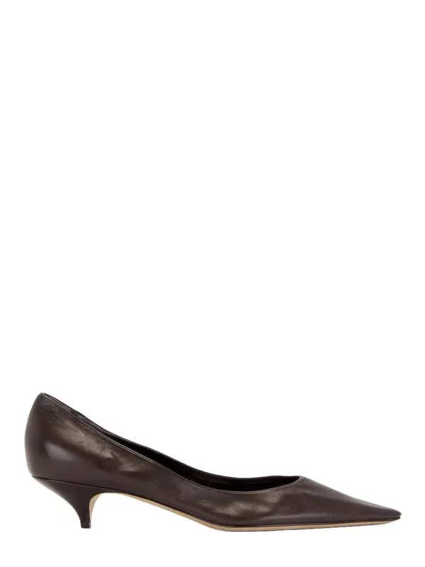 THE ROW Uxor Kitten Heel - Laquer Brown