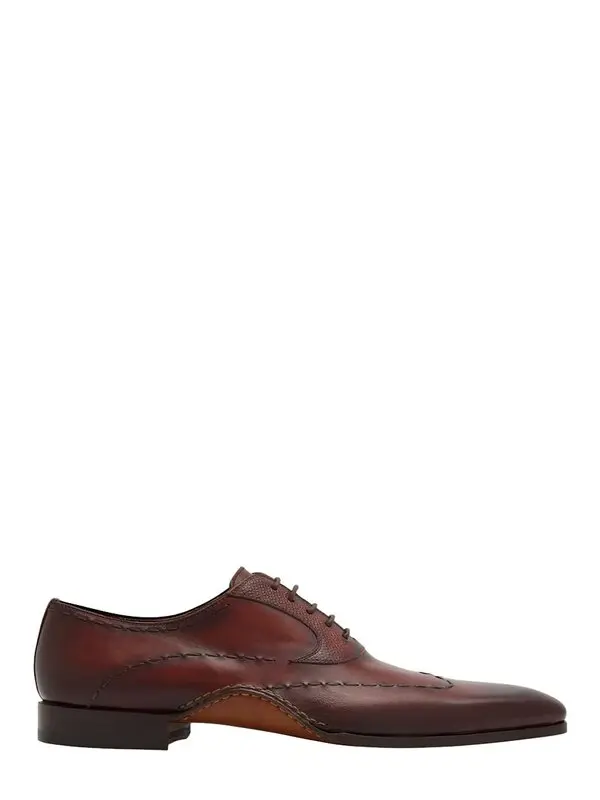 Magnanni Bowden Wingtip Leather Oxfords - Cognac