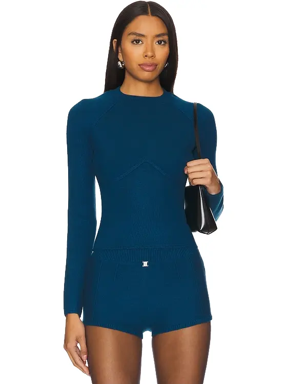 Fleur Du Mal Knit Underbust Long Sleeve Top - Jewel