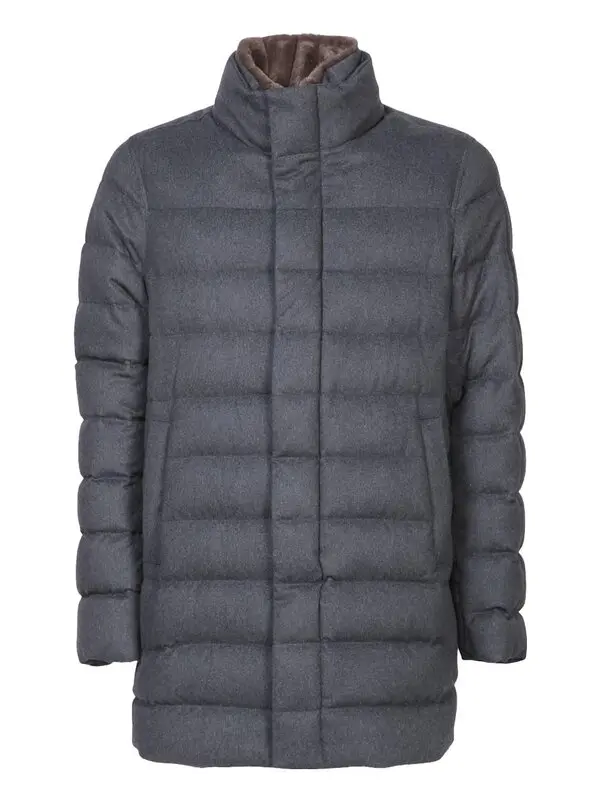 Herno Three-quarter Coat With Fur Interior - Blue