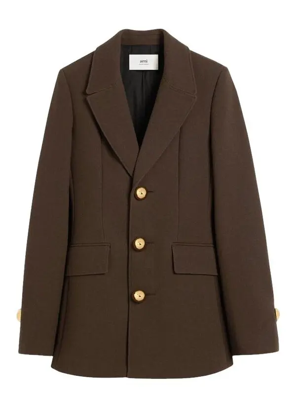 Ami Straight Plain Jacket - Brown