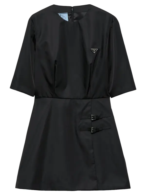 Prada Re-nylon Fit And Flare Mini-dress - Black