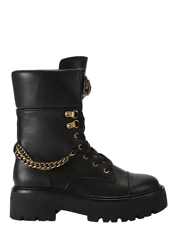 Kurt Geiger Kensington Leather Combat Boots - Black