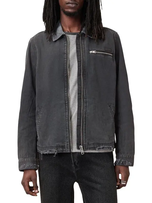 All Saints Rothwell Distressed Denim Jacket - Tumbled Grey