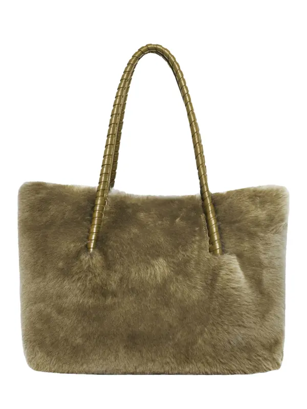 AIMEE KESTENBERG Embrace Genuine Shearling Tote - Kelp Shearling