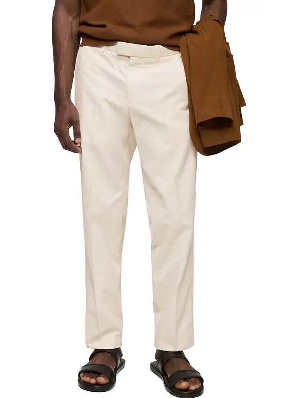 Mango Regular Fit Straight Leg Trousers - Ecru