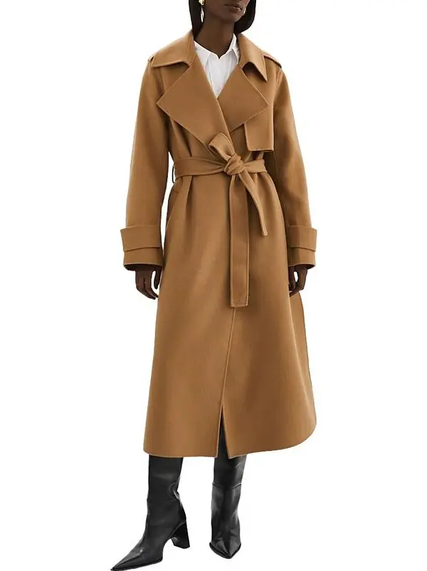 LAMARQUE Margaret Belted Trench Coat - Camel