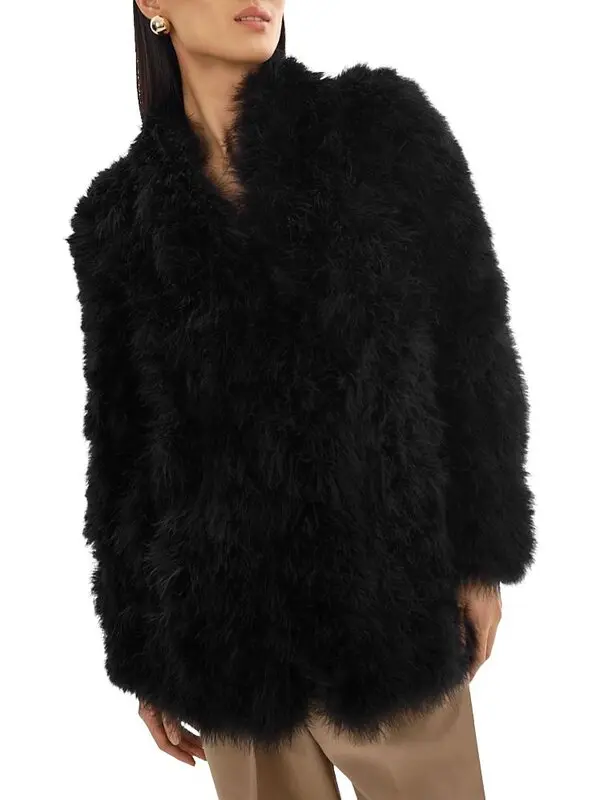 LAMARQUE Rabea Feather Coat - Black