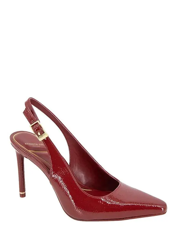 KENNETH COLE Slingback Pointed Toe Pumps - Rio Red Patent
