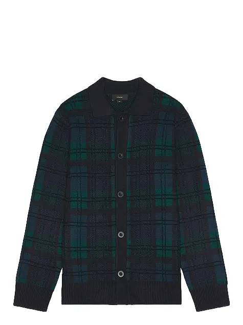 Vince Plaid Button-down Sweater - Coastal Combo