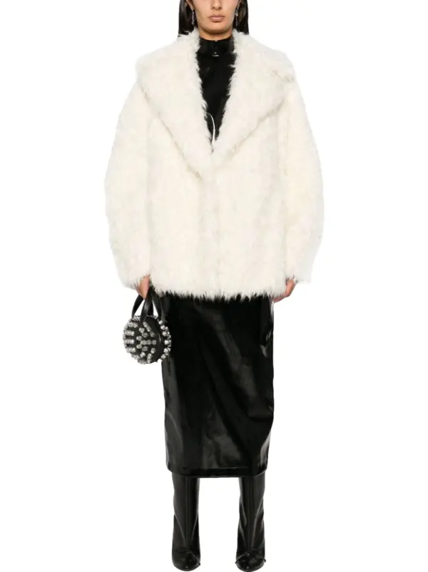 MSGM Faux-fur Coat - White