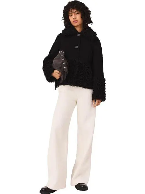 Maje Cropped Curly Jacket - Black