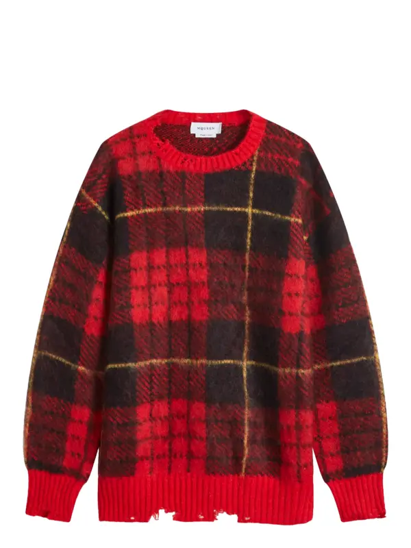 Alexander McQueen Brushed Mohair Tartan Jumper - Red/black/yellow