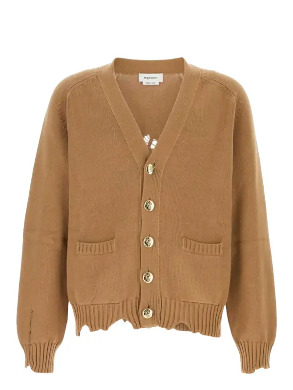 Alexander McQueen Distressed Skull Cardigan - Neutrals