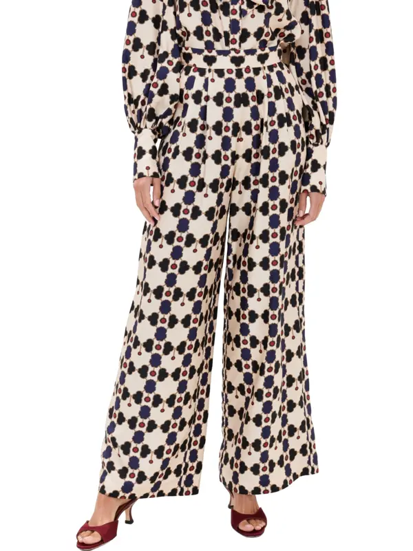 Borgo De Nor Havana Printed Trousers - Lock Beige