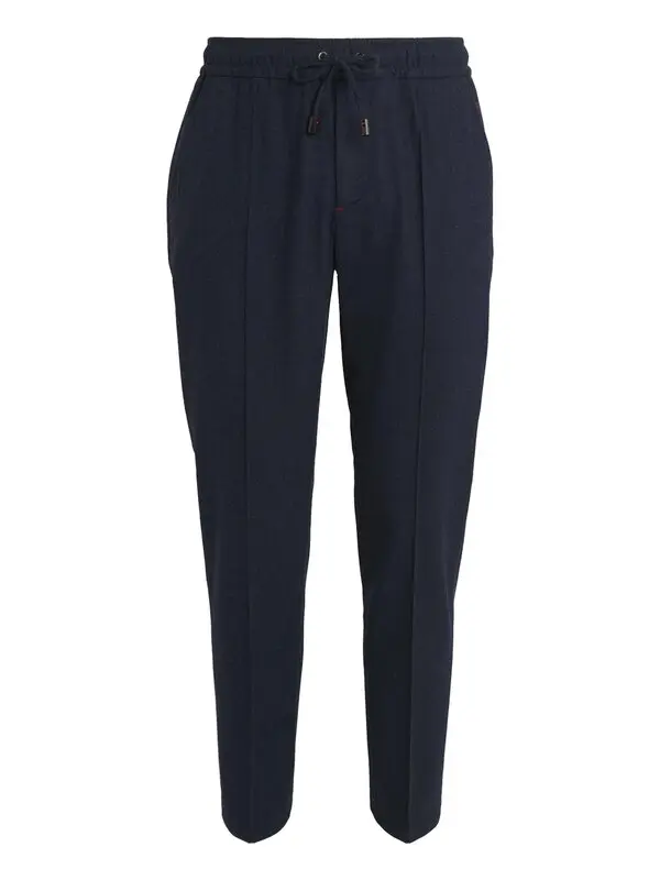 Isaia Wool-cashmere-blend Drawstring Trousers - Navy