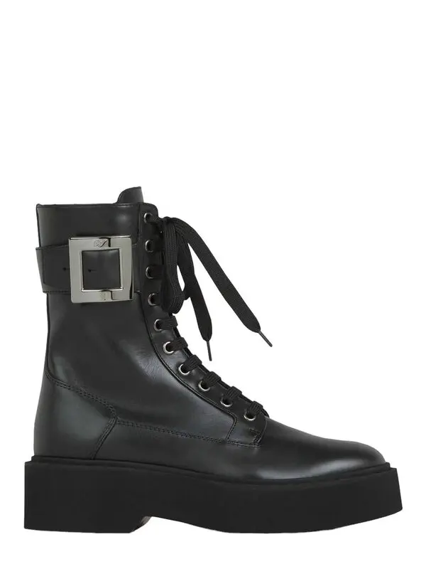 ROGER VIVIER Rangers Leather Ankle Boots - Black