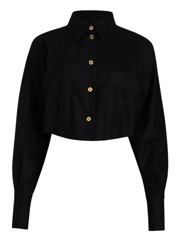 Patou Cropped Wool Shirt - Black