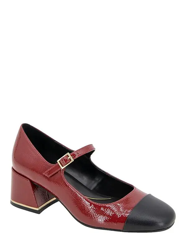KENNETH COLE Alec Mary Jane Pumps - Rio Red/black Patent
