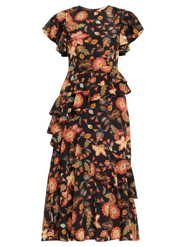 Ulla Johnson Amaia Floral-print Midi Dress - Hellebore