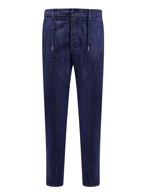 NUGNES 1920 Denim Jeans With Drawstring - Blue