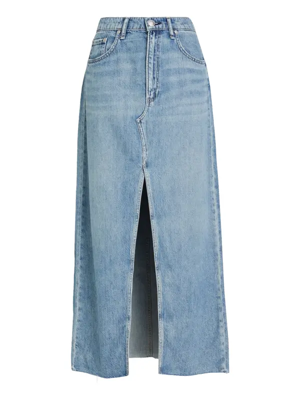 Rag & Bone Avery Frayed Denim Maxi Skirt - Light Denim