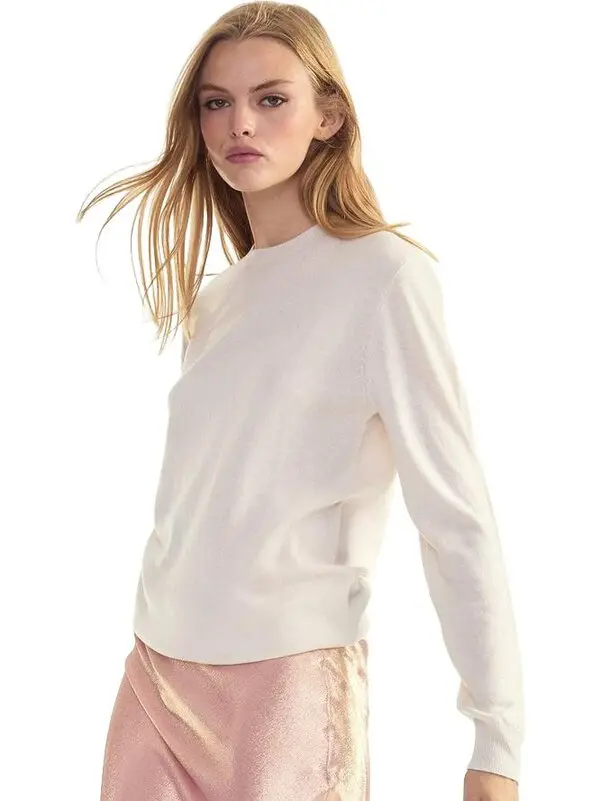Cynthia Rowley Elea Wool Cashmere Crewneck Sweater - White