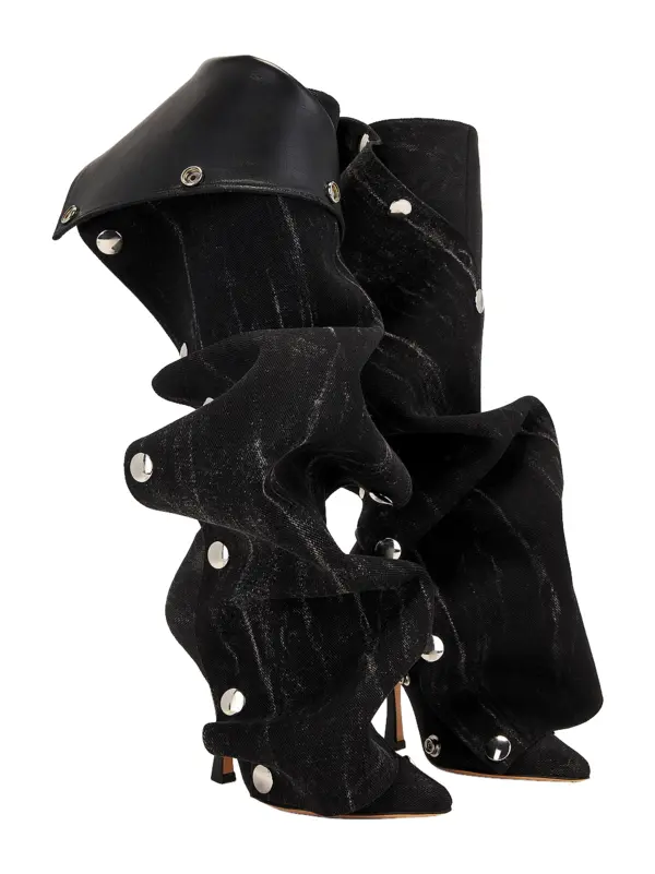 Y/project Snap Boots - Black Vertical Whiskers