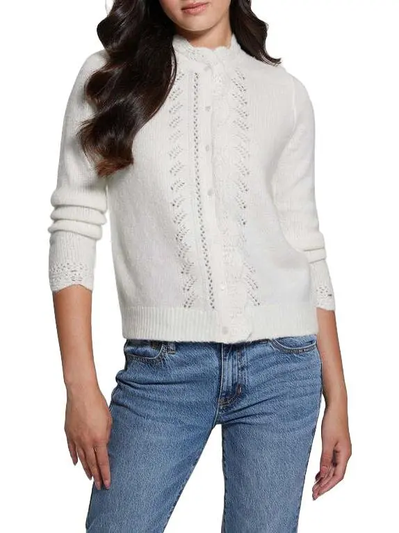 Guess Macie Pointelle Cardigan - Dove White