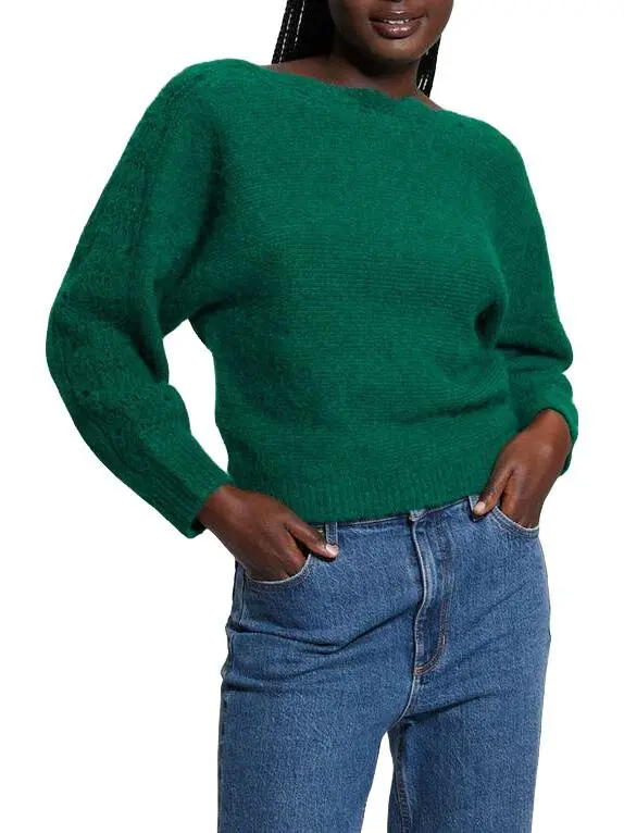 Guess Malorie Pointelle Dolman Sleeve Sweater - Adventurous Green