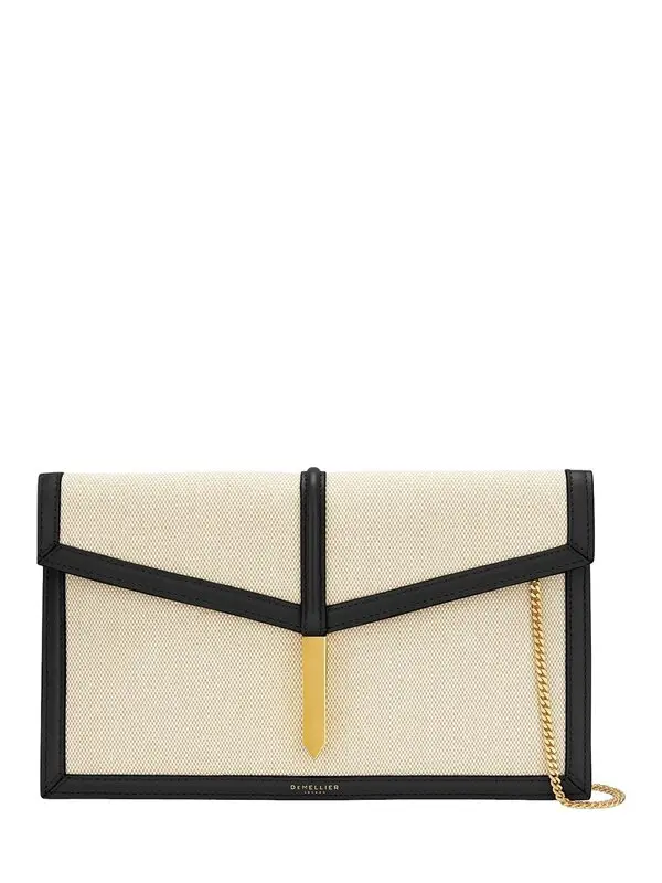 DEMELLIER The Tokyo Leather Clutch - Salt And Pepper With Black Smooth