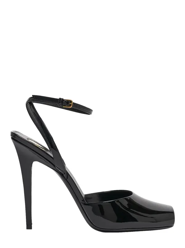 Saint Laurent La Scandale Patent Ankle-strap Sandals - Nero