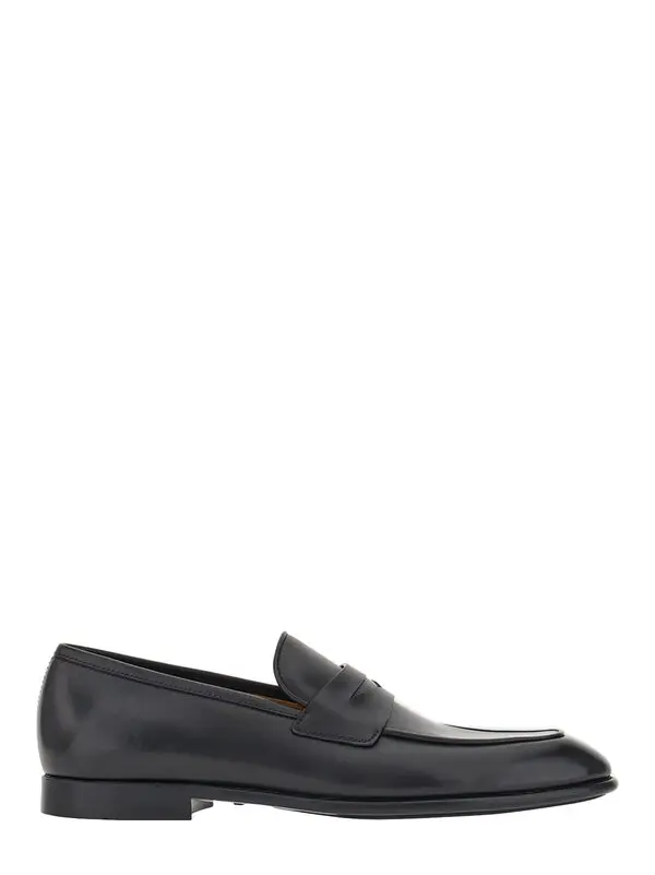 FERRAGAMO Funes Leather Penny Loafers - Black