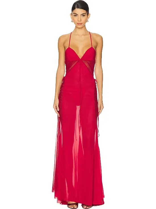 ANIYE RECORDS Rox Long Dress - Dark Ruby