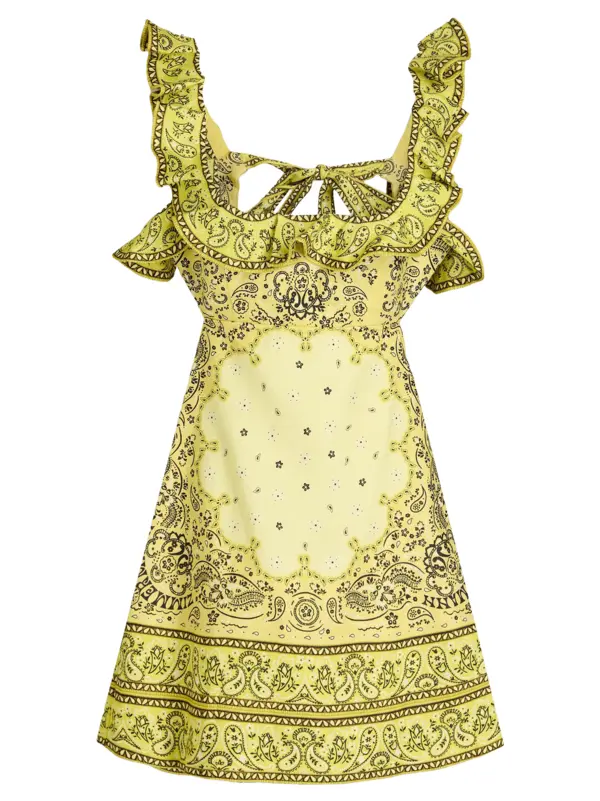 Zimmermann Ruffled Paisley-print Linen Mini Dress - Yellow