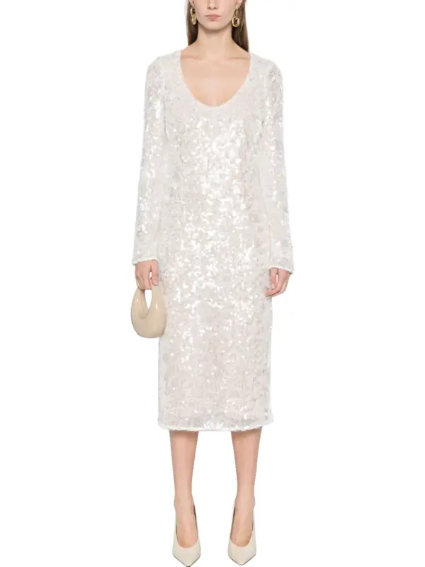 Patrizia Pepe Sequin-embellished Midi Dress - White