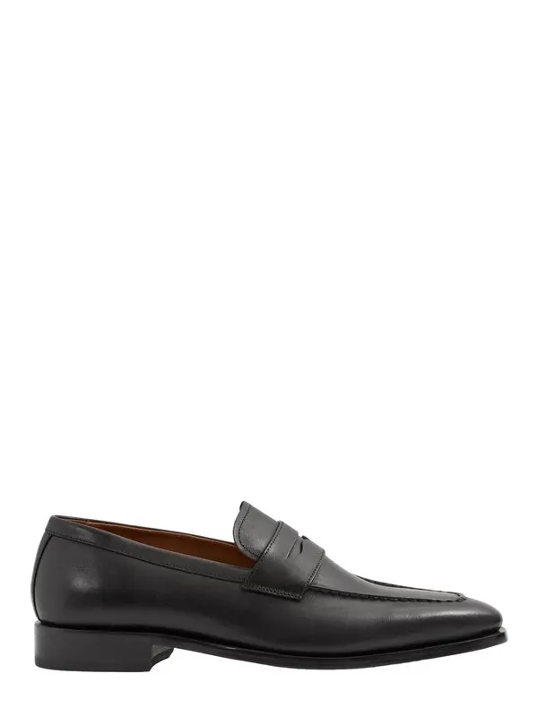 REISS Gartlett Leather Saddle Loafers - Black