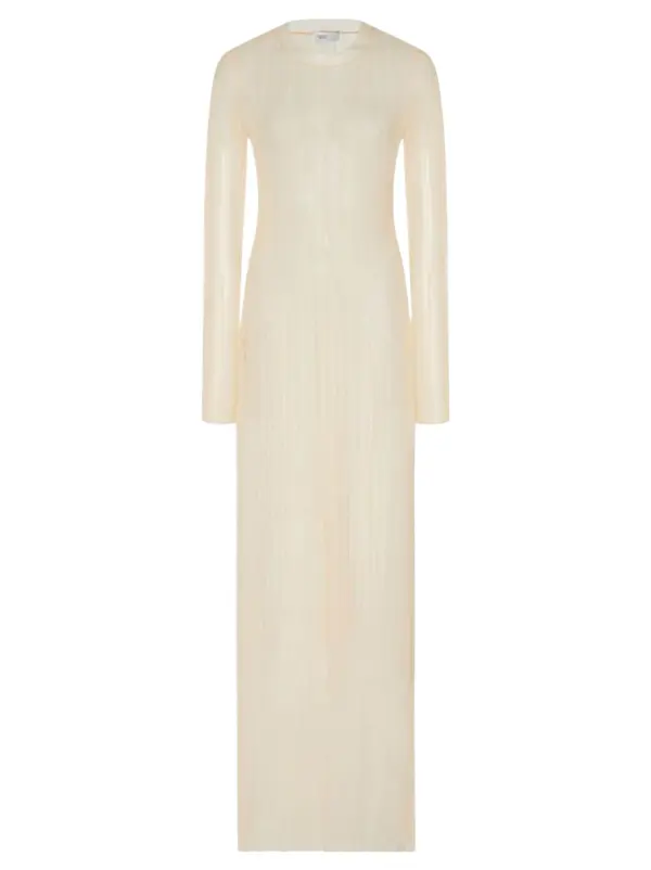 Rosetta Getty Sheer Plissé Dress - Neutrals