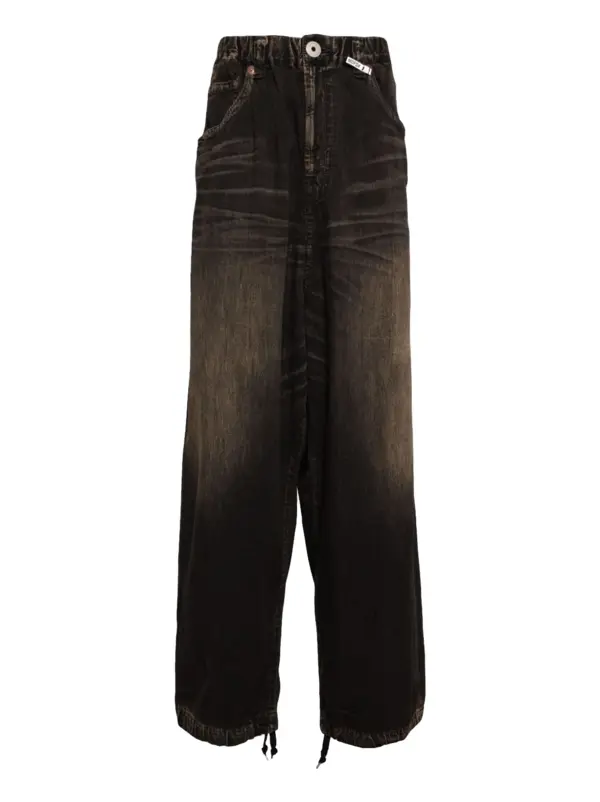 Mihara Yasuhiro Logo Patch Straight-leg Jeans - Brown