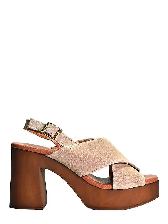 Cordani Wood-bottom Platform Heels - Taupe