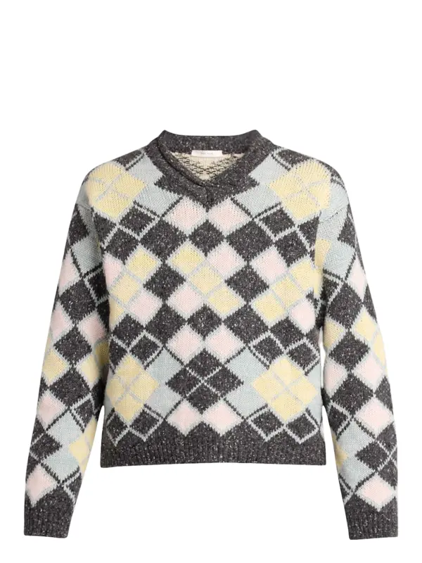 THE ROW Edoardo Argyle Sweater - Multi Grey/yellow/ P