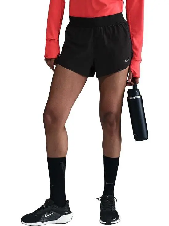 Nike Swift Dri-fit Mid-rise Running Shorts - 010 Black/reflective Silv