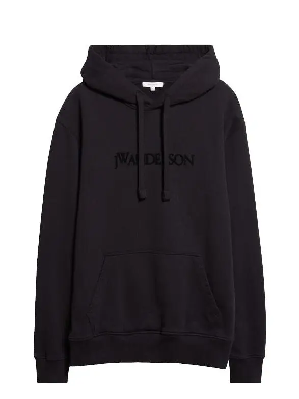 JW Anderson Logo Embroidered Hoodie - Black
