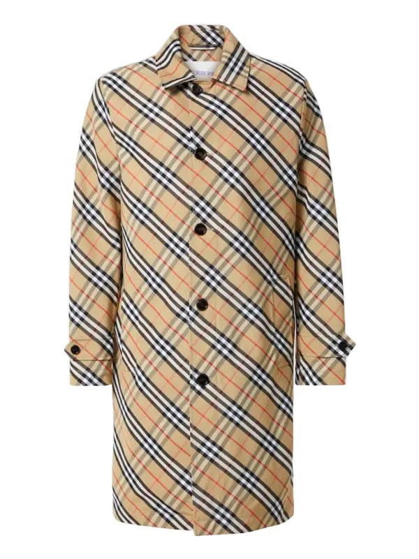Burberry Check Overcoat - Beige