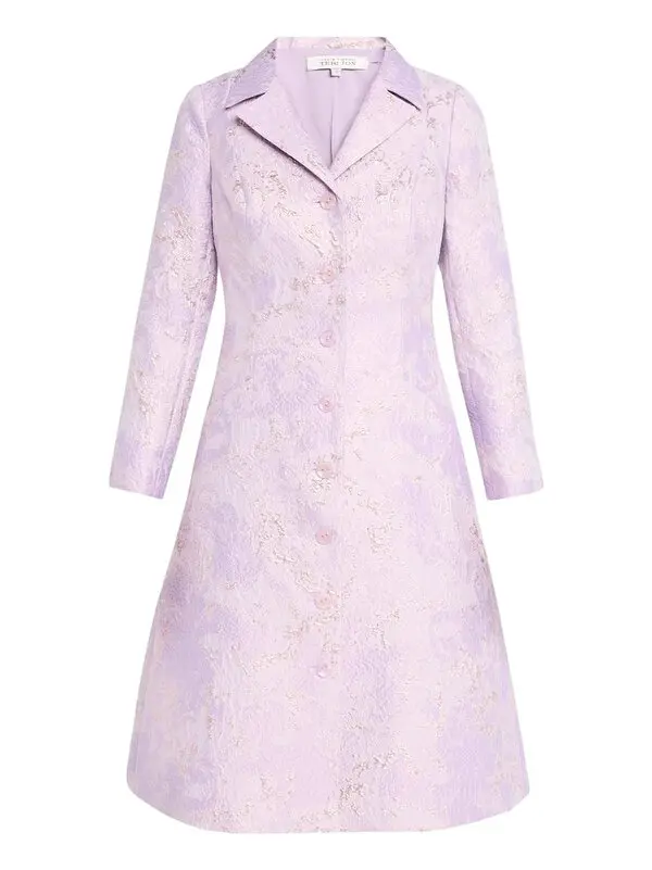 Rickie Freeman For Teri Jon Metallic Jacquard Coat Dress - Purgld