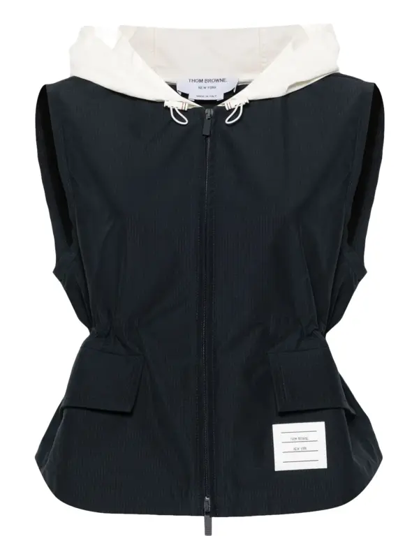 Thom Browne Ripstop Hooded Gilet - Blue