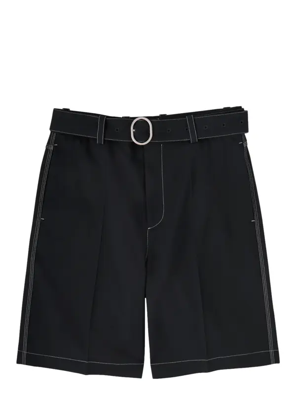 JIL SANDER Contrast-stitch Twill Shorts - Navy