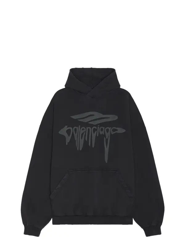 Balenciaga Large Fit Hoodie - Faded Wash Black & Anthracite